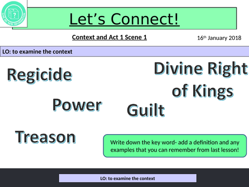 GCSE English Literature MACBETH Context lesson | Teaching Resources