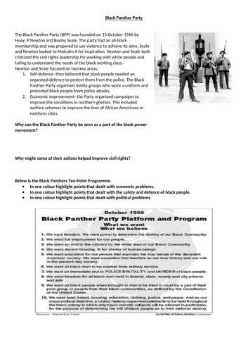 How far did the Black Panther Party achieve their aims? | Teaching ...