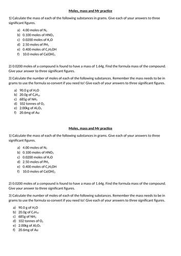 Moles lesson - quantitative chemistry | Teaching Resources