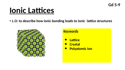 GCSE Chemistry Ionic Lattices Higher Gd 5-9 | Teaching Resources