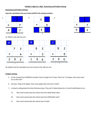 Multiplying 2 digit by 1 digit numbers | Teaching Resources