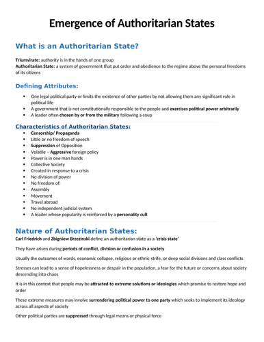 Authoritarian States - Rise to Power (Mao & Hitler) | Teaching Resources