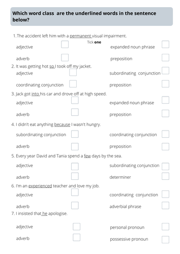 Identifying word classes 4 | Teaching Resources