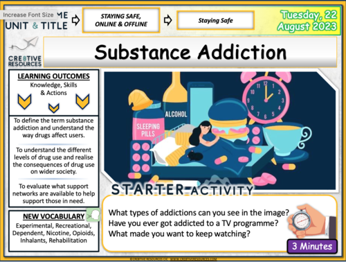Substance Addiction Drugs Education PSHE | Teaching Resources