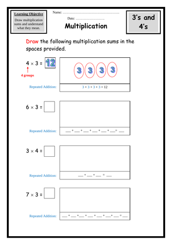 Drawing Multiplication Sums (3-page booklets) | Teaching Resources