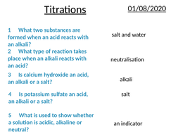 Edexcel GCSE 2017 Chemistry Titrations Calculations | Teaching Resources