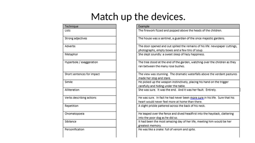 Language Devices match up grids | Teaching Resources