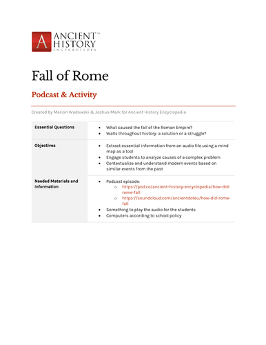 Fall of Rome - Podcast and activity | Teaching Resources