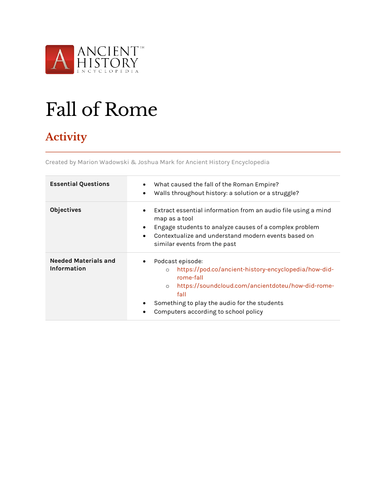 Fall of Rome - Podcast and activity | Teaching Resources