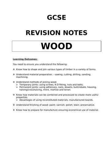 Materials Revision Notes - GCSE | Teaching Resources