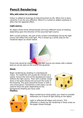 Notes on how to pencil render drawings | Teaching Resources
