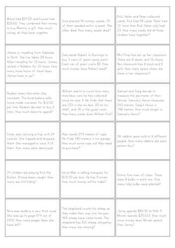 Maths Word Problem Cards | Teaching Resources