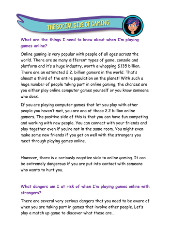 Online Gaming | Teaching Resources
