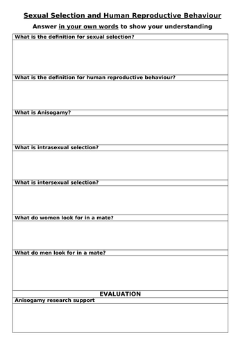 Relationships - Lesson 1 Sexual selection and human reproductive ...