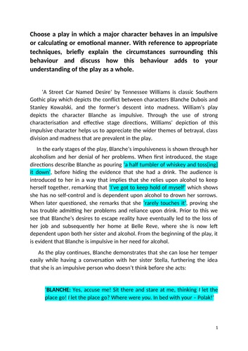 Higher English: A Streetcar Named Desire Example Essay Bundle ...