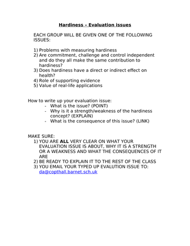Stress - Lesson 8 Individual differences in stress: Hardiness ...