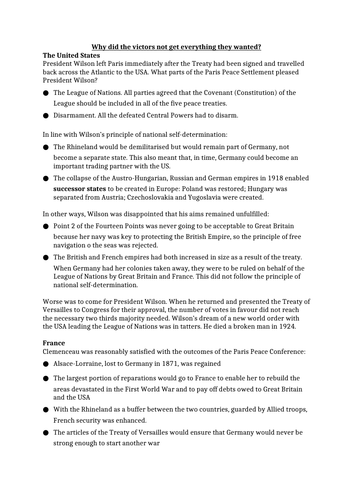 Lesson 3 - Why did the Victors not get all they wanted at Versailles ...