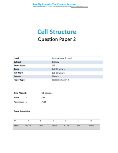 CIE Biology AS Cell structure lessons | Teaching Resources