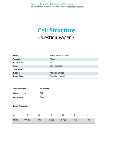 CIE Biology AS Cell structure lessons | Teaching Resources