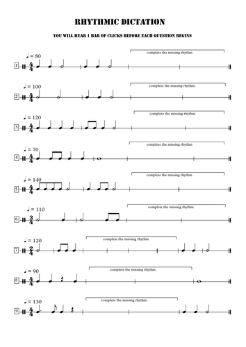Melodic and Rhythmic Dictation (includes audio) | Teaching Resources