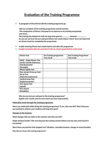 BTEC SPORT LEVEL 2 - UNIT 3 Applying the principles of personal ...
