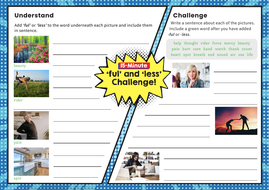Adding -ful and -less – SPaG Challenge Mat | Teaching Resources