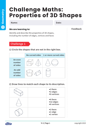Properties of 3D shapes: Y2 – Geometry – Maths Challenge | Teaching ...