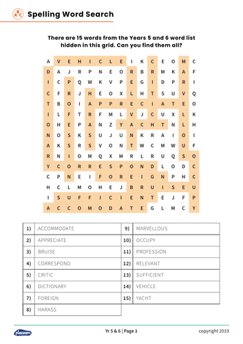 Years 5 and 6 Spelling Word Search Revision Pack | Teaching Resources