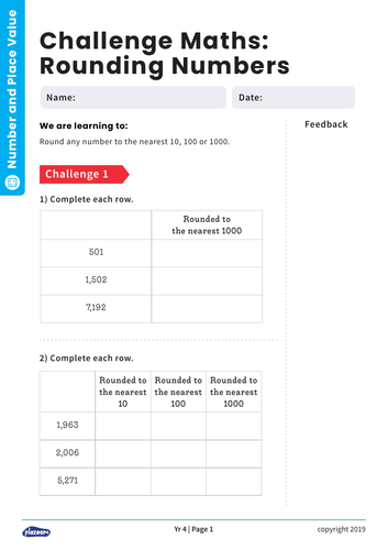 Rounding Numbers: Y4 – Number and Place Value – Maths Challenge ...