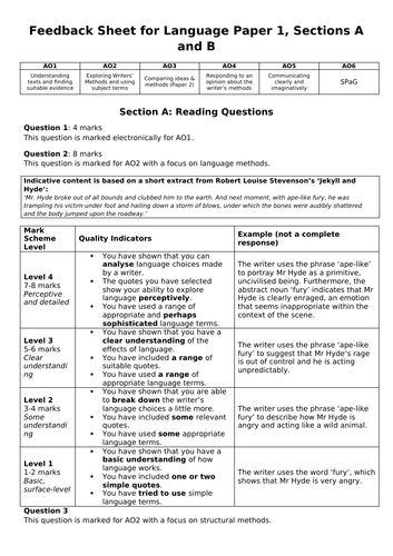 AQA Language Pupil Mark Schemes | Teaching Resources AQA Language Pupil Mark Schemes | Teaching Resources