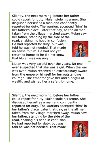 Whole class reading- Mulan | Teaching Resources