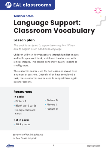 EAL Vocabulary Resource Pack: Playpark | Teaching Resources