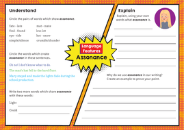 KS2 Assonance Worksheets: Writing Features | Teaching Resources