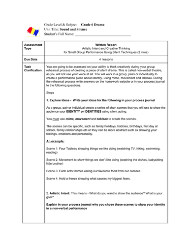 Grade 5/6/7 Drama -"Mime" pack | Teaching Resources