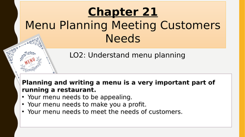 WJEC Hospitality and Catering Unit 2 Chapter 21 Menu Planning Meeting ...