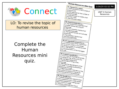AQA GCSE Business Studies - Human Resources Revision Lesson | Teaching ...