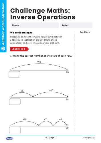 Inverse Operations: Y2 – Addition and Subtraction – Maths Challenge ...