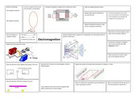 Electromagnetism revision broadsheet with answers iGCSE edexcel ...