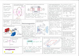 Electromagnetism revision broadsheet with answers iGCSE edexcel ...