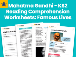 Mahatma Gandhi - KS2 Reading Comprehension Worksheets: Famous Lives ...