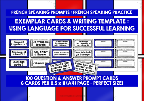 FRENCH SPEAKING PRACTICE CARDS #1 | Teaching Resources