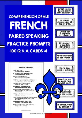 FRENCH SPEAKING PRACTICE CARDS #1 | Teaching Resources