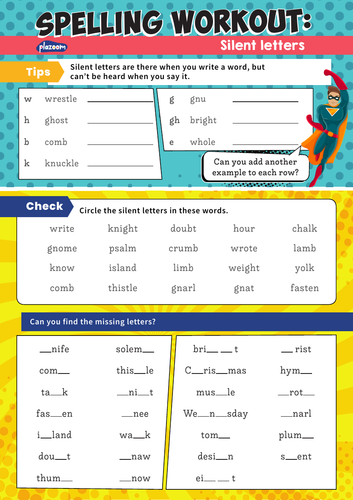 Years 5 And 6 Silent Letters Worksheet: Spelling Workouts | Teaching ...
