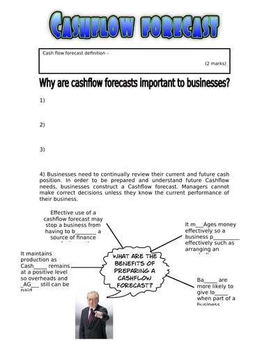 As Business Cash Flow Forecast Whole Lesson Resources Teaching Resources