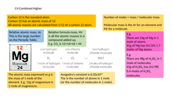 AQA Chemical calculations C4 Knowledge organisers | Teaching Resources