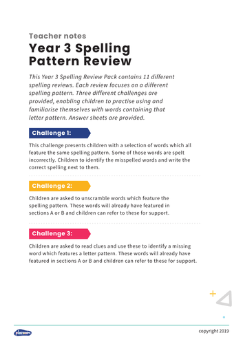 Year 3 Spelling Revision Worksheets | Teaching Resources
