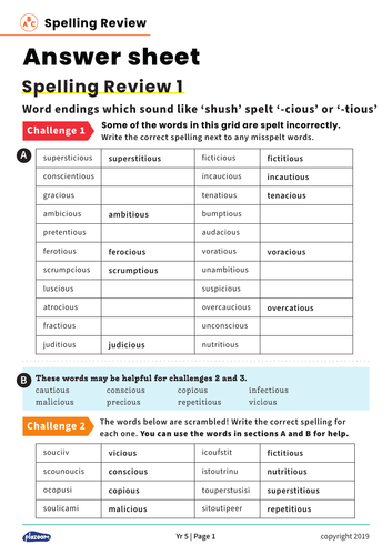 Year 5 Spelling Revision Worksheets | Teaching Resources