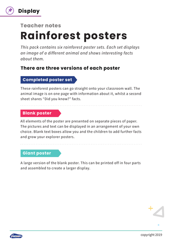 KS1 Rainforest Animals Facts Posters - Writing Inspiration | Teaching ...