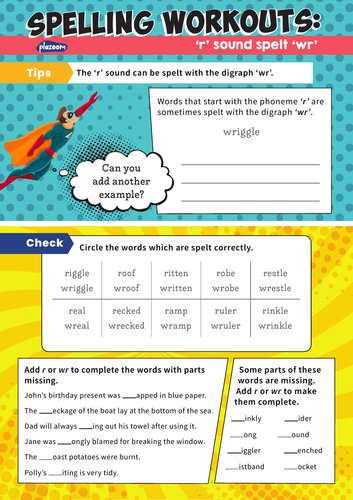 Year 2 'r' Sounds Spelt 'wr' Worksheet: Spelling Workouts | Teaching ...