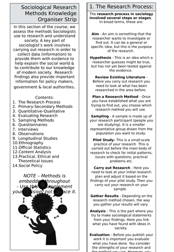 AQA GCSE Sociology - Research Methods Knowledge Organiser | Teaching ...